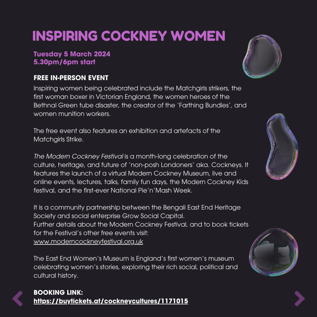 Inspiring Cockney Women- 5.30pm Tuesday March 5th 2024 – Modern Cockney ...